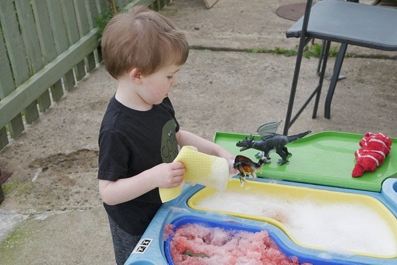 Gelli Baff Dinosaur Themed Sensory Play Set Up for Toddlers