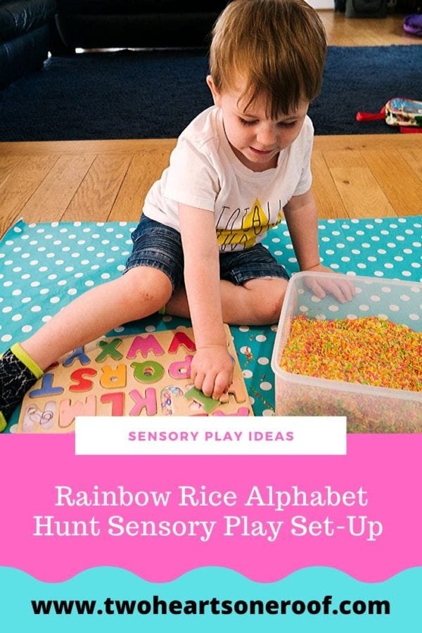 Activities for Kids - Rainbow Rice Alphabet Hunt and Match Game