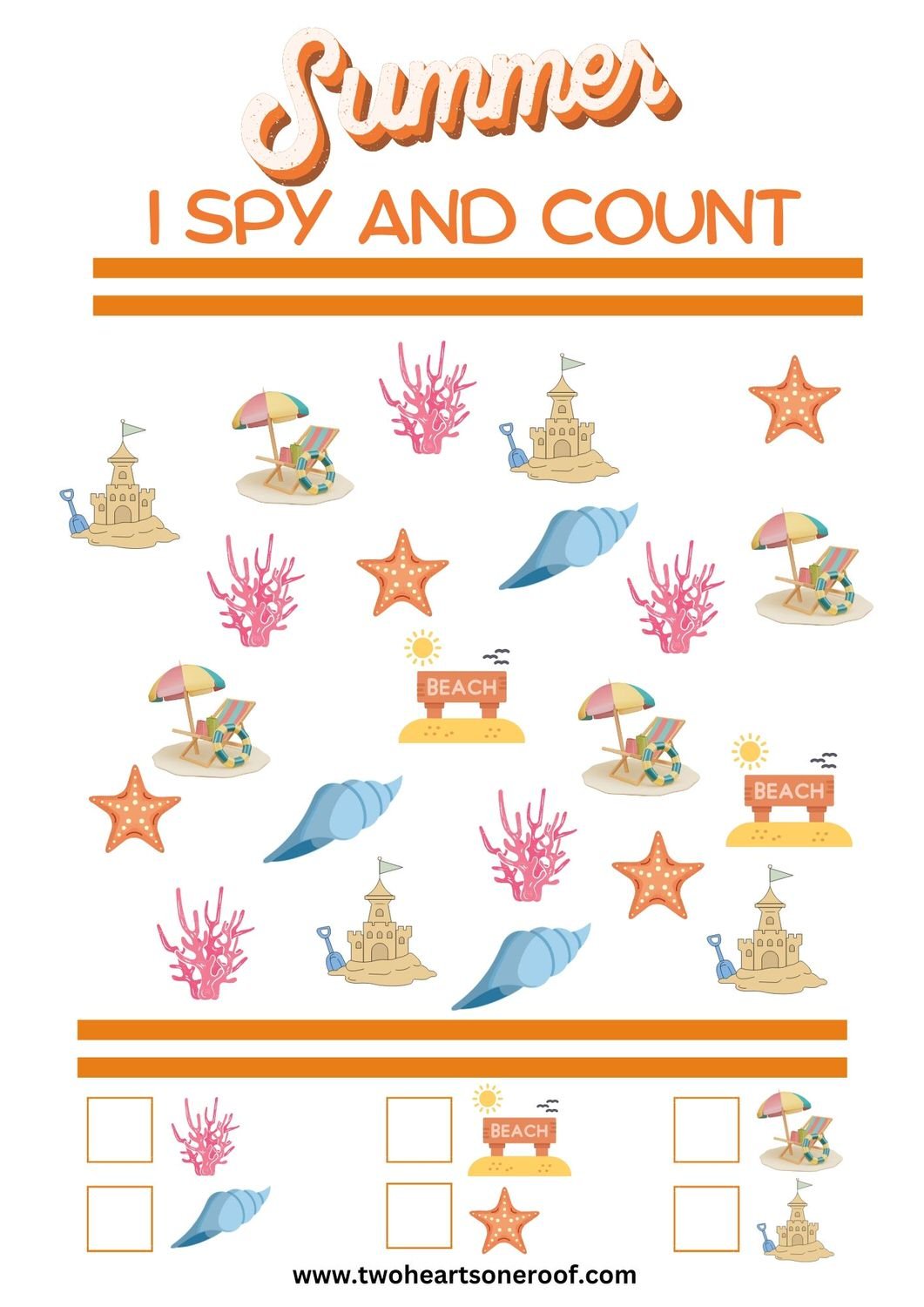 Beach Activity Summer Worksheet - Free Printables - Two Hearts One Roof
